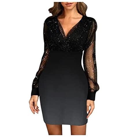 Preisvergleich Für Botcam Minikleid Damen Sexy V Ausschnitt Schwarze Elegante Party Club Kleid