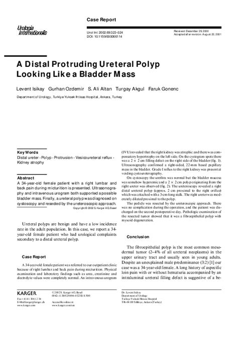 Pdf A Distal Protruding Ureteral Polyp Looking Like A Bladder Mass