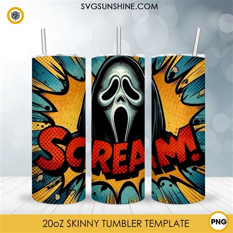 Scream Ghostface Comics 20oz Tumbler Template Png Halloween Ghostface