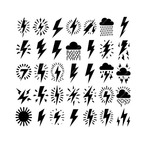 Premium Vector Lightning Monochrome Icons Set