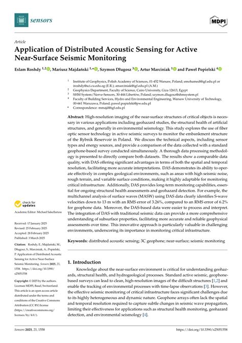 Pdf Application Of Distributed Acoustic Sensing For Active Near Surface Seismic Monitoring