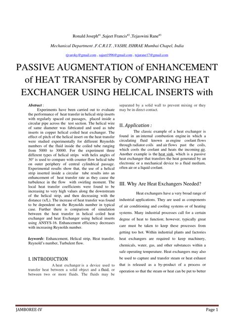 Pdf Passive Augmentation Of Enhancement Of Heat Transfer By Comparing