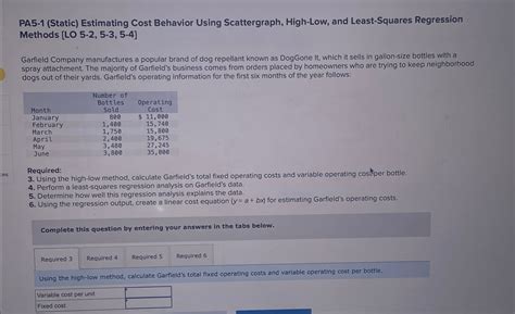 solved pa5 1 static ﻿estimating cost behavior using