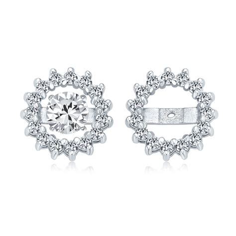 Elegant Bling Jewelry Cz Halo Sterling Silver Earring Jackets For Studs