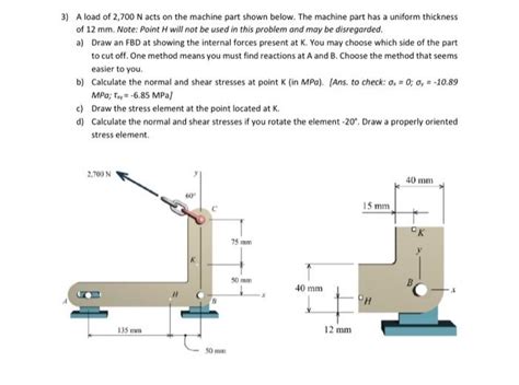 Solved 3 A Load Of 2700 N Acts On The Machine Part Shown