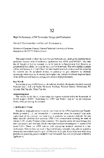 Pdf High Performance Atm Terminals Design And Evaluation