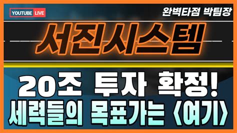 서진시스템 Ai 반도체 핵심 수혜 종목 서진시스템 주가 전망 및 대응 Youtube