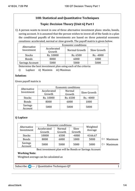 SOLUTION Qt Decision Theory Part Studypool
