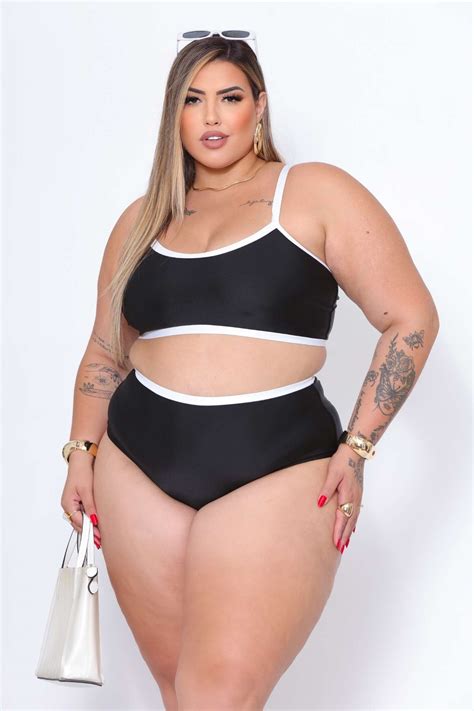 Biquíni Plus Size Preto E Branco Parte De Cima Modaliss