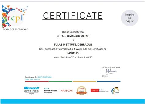 Completed Nodejs Certification Program Himanshu Singh Posted On The