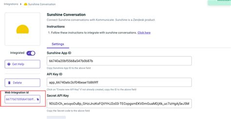 Sunshine Integration · Developer Docs Kommunicate