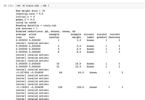 reinforcement learning issues running basic vowpal wabbit stack