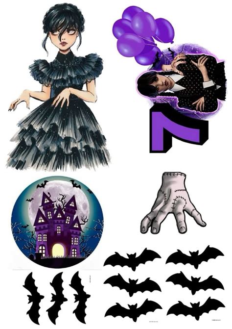 Сахарная картинка Уэнсдей картинка на торт Венсдей Большие воздушные шары Хэллоуин