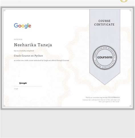Neeharika Taneja On Linkedin Completed Crash Course On Python Offered By Coursera