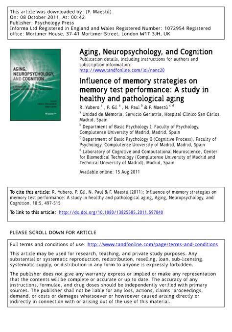 pdf influence of memory strategies on memory test performance a