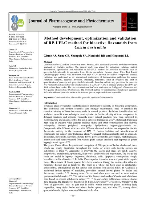 pdf method development optimization and validation of rp uflc method