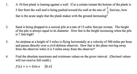 Solved These Are Practice Problems For A Calc 1 Test Coming Chegg Com