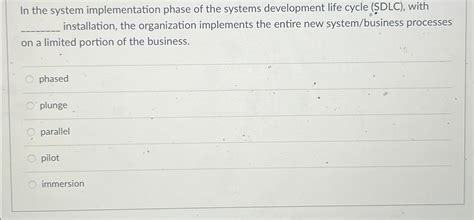 Solved In The System Implementation Phase Of The Systems