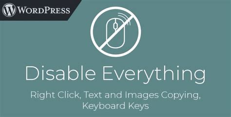 Disable Everything Wordpress Plugin To Disable Right Click Copying Keyboard