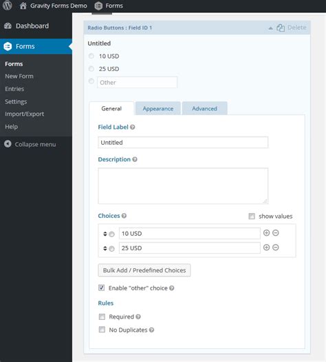 Populating A Number Field From Radio Button In Gravity Forms Stack