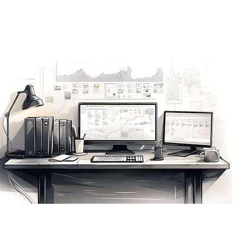 Premium Photo Watercolor Software Engineer Room With A Sleek Desk