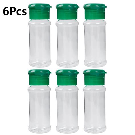 1 4 6pcs 100ml Empty Seasoning Jars Shakers Plastic Spices Condiment