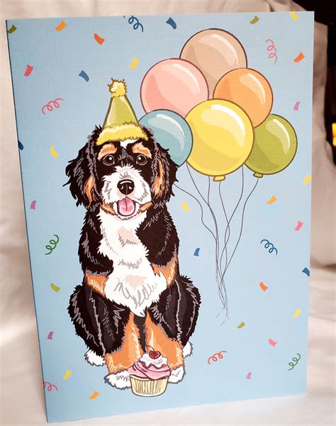 Birthday Bernedoodle Greeting Card Etsy