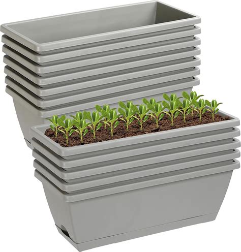 Lysjtsr 12pcs 17inches Rectangle Planter Box With Drainage Holes And