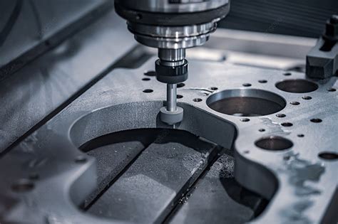 금속 가공 Cnc 밀링 머신 절단 금속 현대 가공 기술 작은 피사계 심도 경고 도전적인 조건에서 실제 촬영은 약간의 곡물과 흐릿할 수 있습니다 사진 배경 및 무료 다운로드를