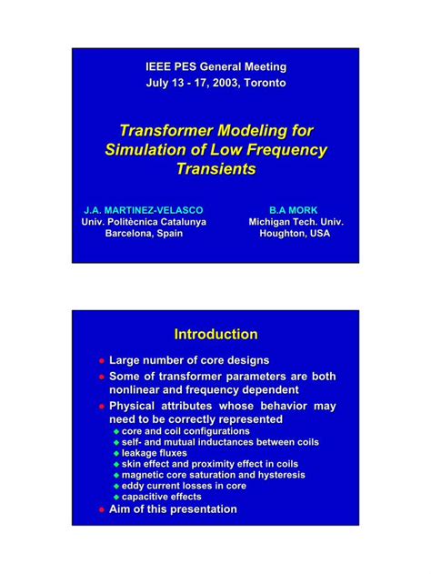 Pdf Transformer Modeling For Simulation Of Low Frequency · Pdf