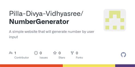 GitHub Pilla Divya Vidhyasree NumberGenerator A Simple Website That Will Generate Number By
