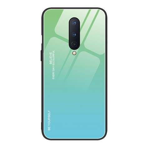 For Oneplus 8 Gradient Color Glass Case Sky Blue