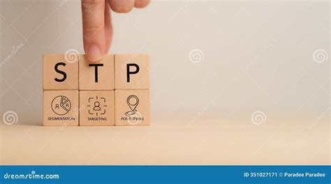 Segmentaion Targeting Positioning Stp Marketing Model Wooden Blocks With Stp Icons Stock