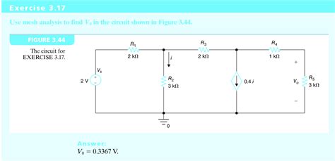 Solved Exercise Use Mesh Analysis To Find V In The Chegg