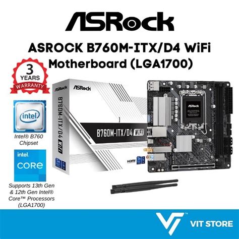 Asrock B760m Itx D4 Wifi Lga1700 Sata 6gb S Mini Itx Intel Motherboard Shopee Malaysia