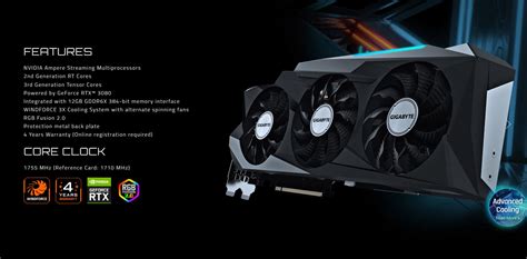 Gigabyte Geforce Rtx 3080 Gaming Oc Graphics Card 12gb Gddr6x 384 Bit Memory 8960 Cuda Cores