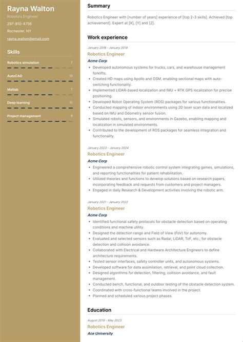 Robotics Engineer Resume Examples And Templates