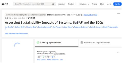 Assessing Sustainability Impacts Of Systems Susaf And The Sdgs