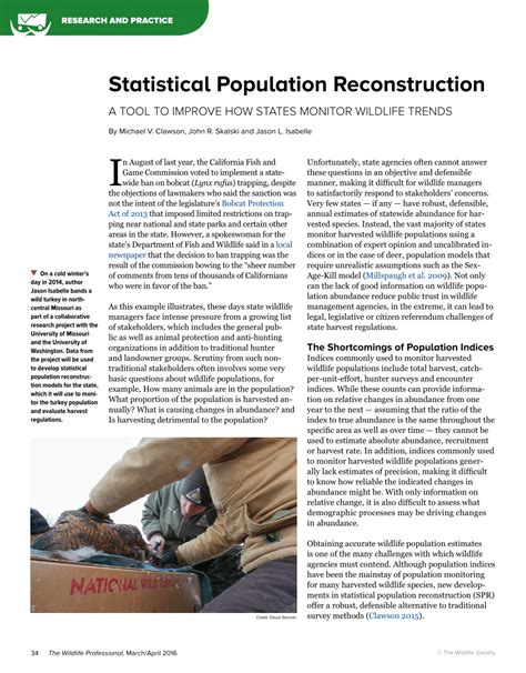 Pdf Statistical Population Reconstruction A Tool To Improve How States Monitor Wildlife Trends