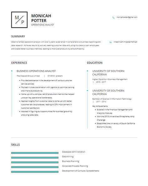 Operations Analyst Resume Examples Template And Resume Tips Cleverism