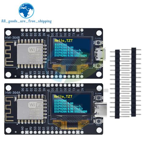 แผงวงจรพฒนา ESP tzt NodeMcu พรอมจอแสดงผล OLED ขนาด นว CH G โมดล WiFi ESP F TYPE
