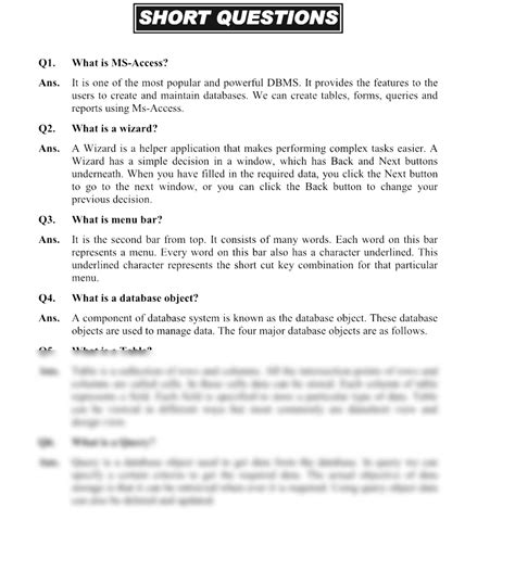 Solution Class 12th Computer Science Chapter Introduction To Microsoft Access Complete Smart