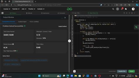 Geeksstreak Deutsche Challenge K Sized Subarray Maximum Harsh Gupta Posted On The Topic