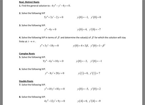 Solved Real Distinct Roots Find The General Solution To Chegg Com