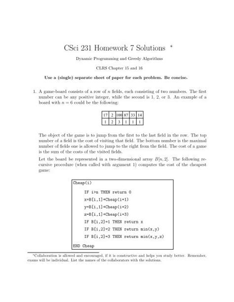 Csci 231 Homework 7 Solutions Bowdoin College