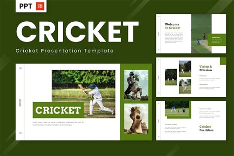 Крикет Шаблоны презентаций Powerpoint Шаблоны презентаций Включая зеленый и совпадение