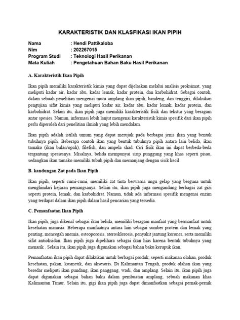 Karakteristik Dan Klasfikasi Ikan Pipih Pdf