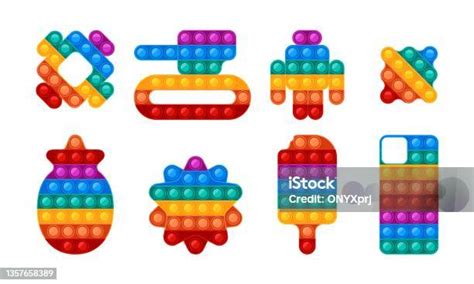 실리콘 팝 장난감 손 터지는 실리콘 퍼즐 플라스틱 가제트 아이 안절부절 엔터테인먼트 화려한 벡터 컬러 기하학적 형태 0명에 대한 스톡 벡터 아트 및 기타 이미지 Istock