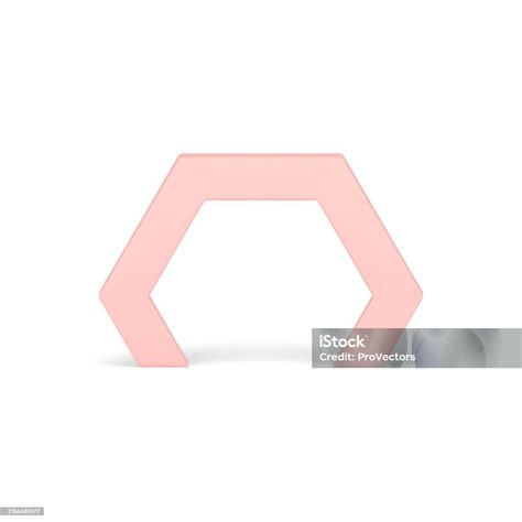 다각형 아치 핑크 장식 쇼케이스 프리미엄 3d 요소 정면도 현실적인 벡터 일러스트 레이 션 3차원 형태에 대한 스톡 벡터 아트