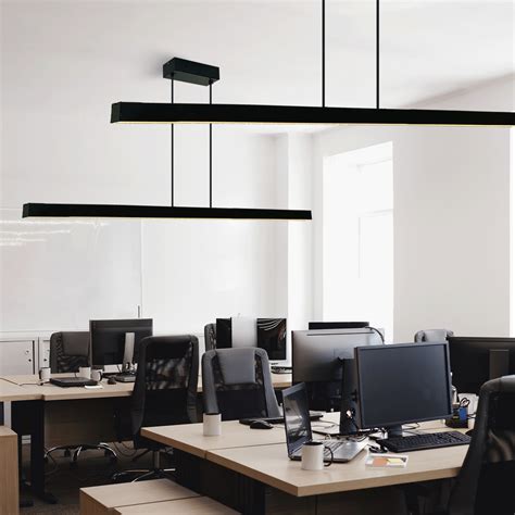 Luminária Pendente Linear 120cm 32w 4000k Led Bivolt Moderno Lu34037 Pt